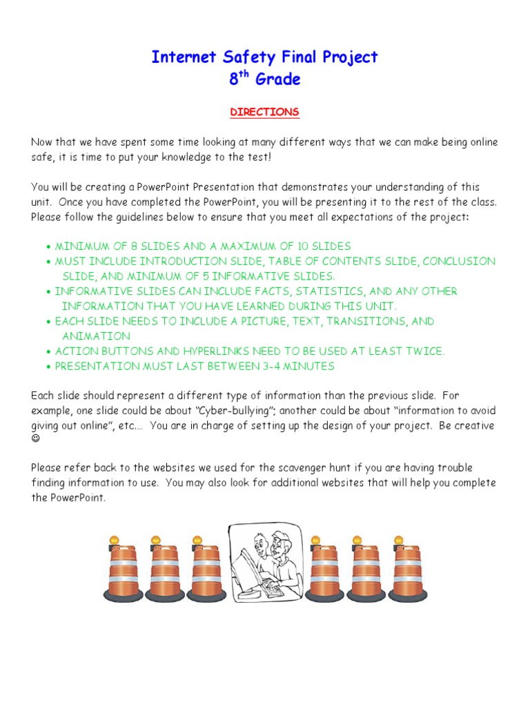 8th Grade Internet Safety Project Guide | PDF | Microsoft Power Point ...