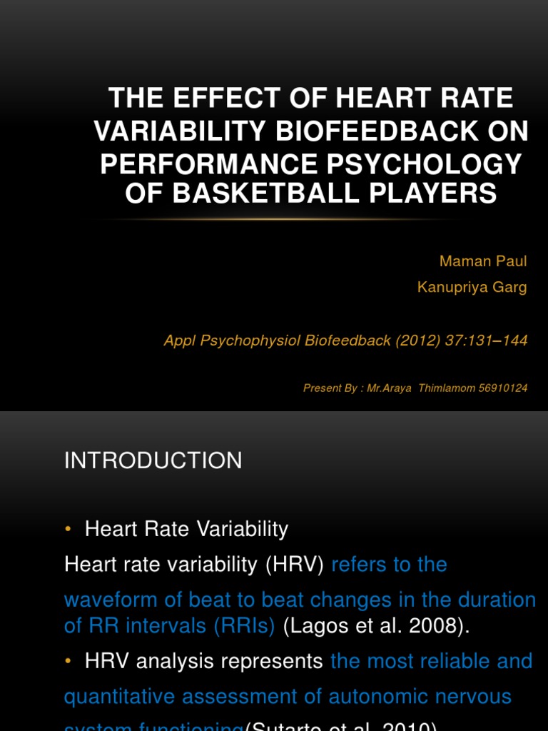 The Effect of Heart Rate Variability Biofeedback On | PDF | Clinical ...