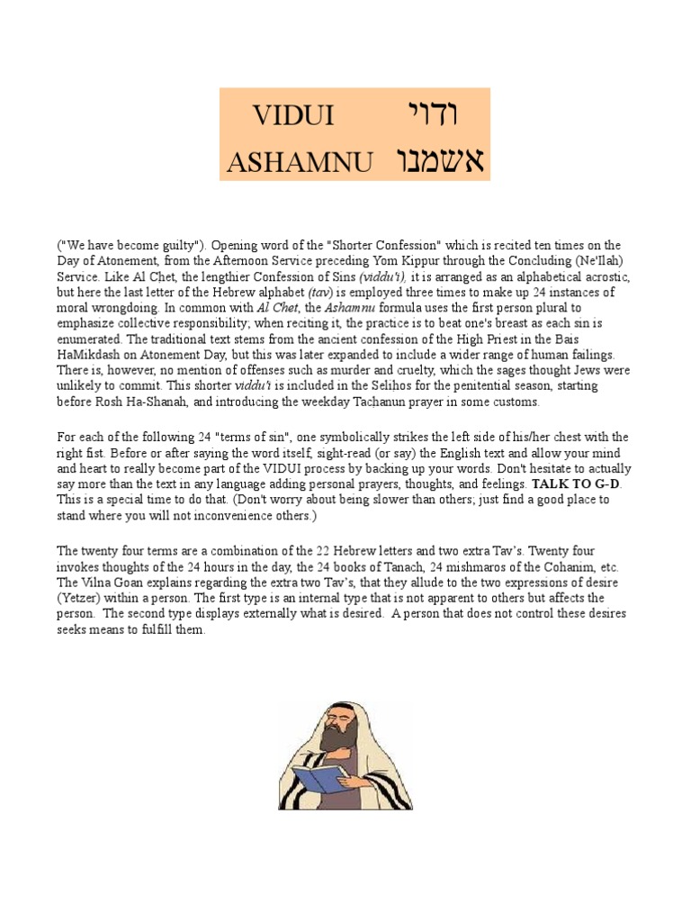 Ashamnu Prayer | PDF | Yom Kippur | Jews And Judaism