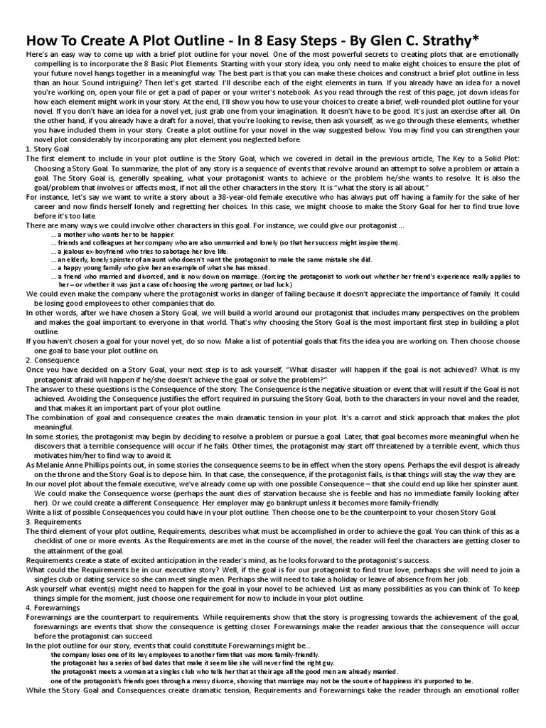 How To Create A Plot Outline - in 8 Easy Steps - by Glen C. Strathy ...