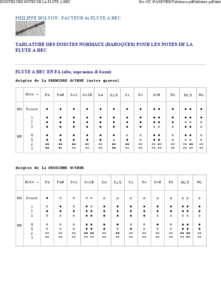 Tablature Flute À Bec | PDF