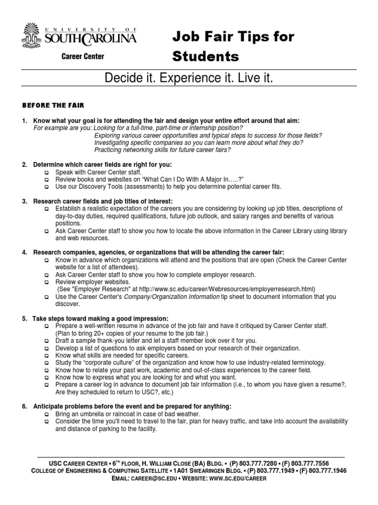 Career Fair Student Tips | PDF | Résumé | Internship