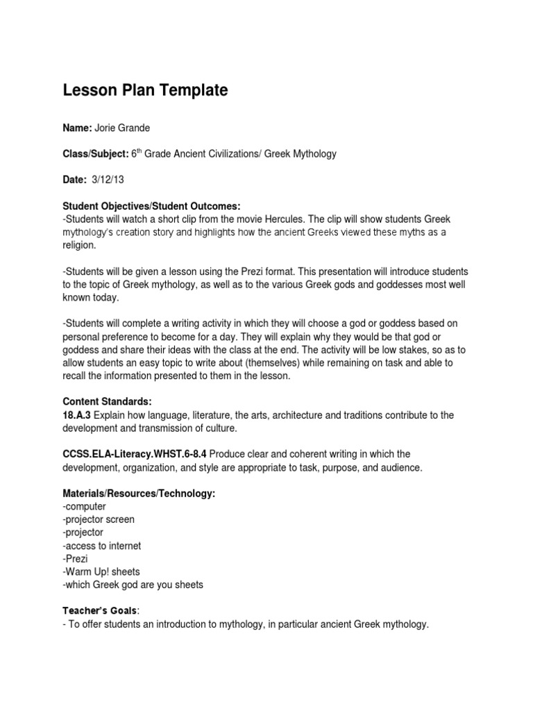 Myth Writing Template