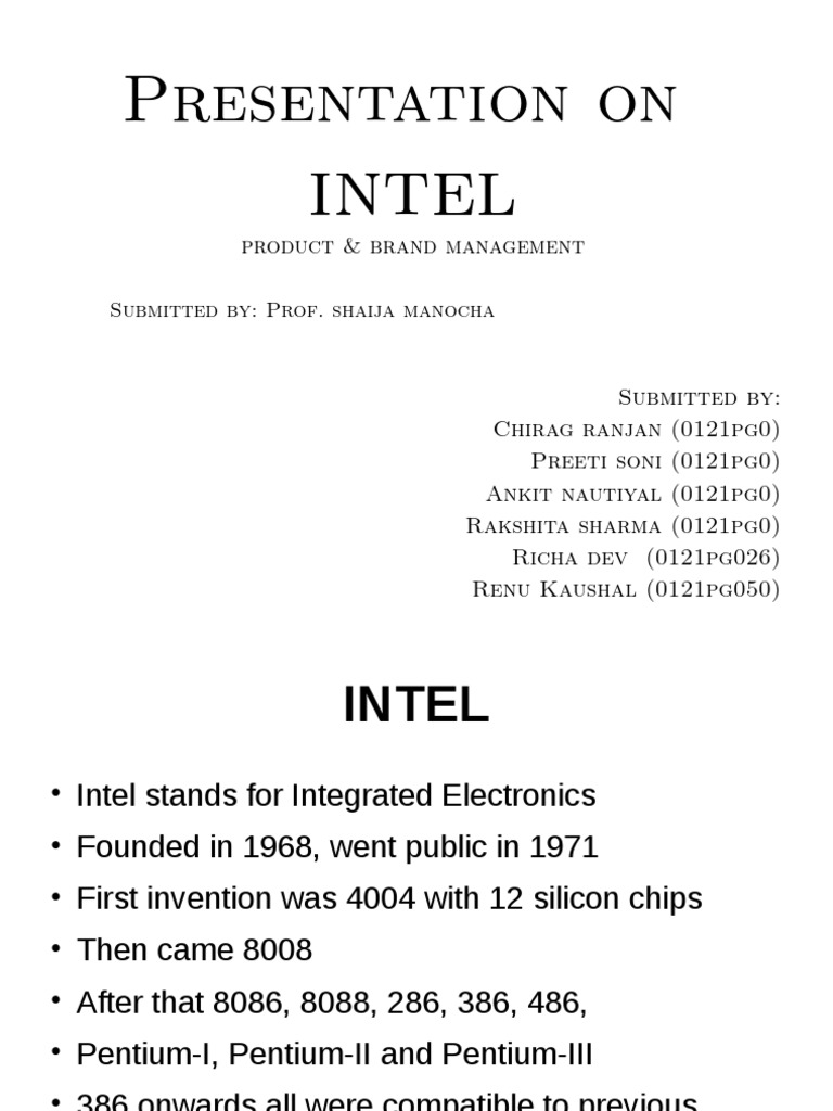 Presentation On INTEL | PDF | Computer Architecture | Computer Engineering