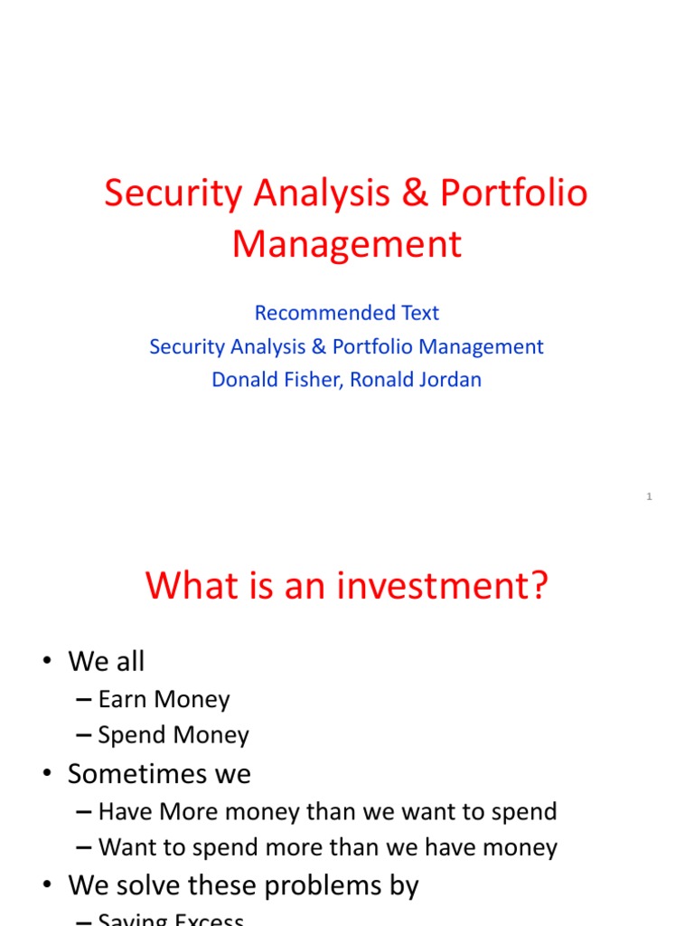 Security Analysis & Portfolio Management Lec 1 | PDF | Financial ...