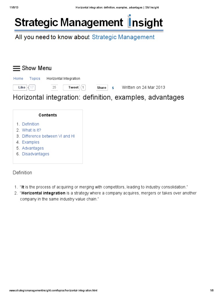 Horizontal Integration - Definition, Examples, Advantages - SM Insight ...