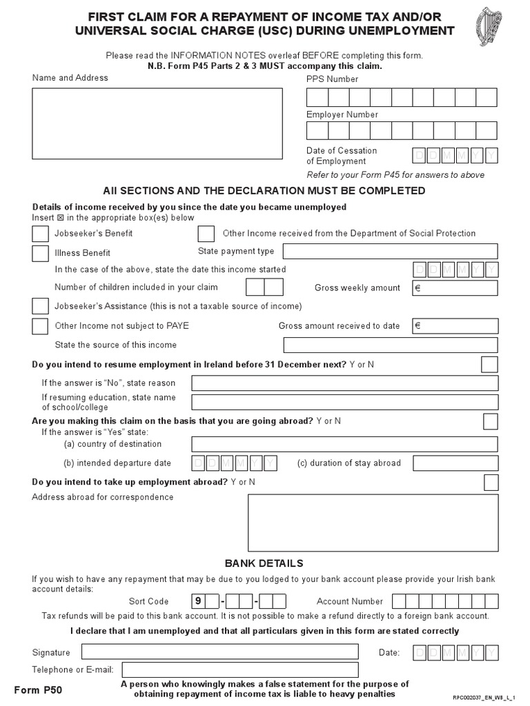 Form P50 Income Tax | PDF | Tax Refund | Taxes