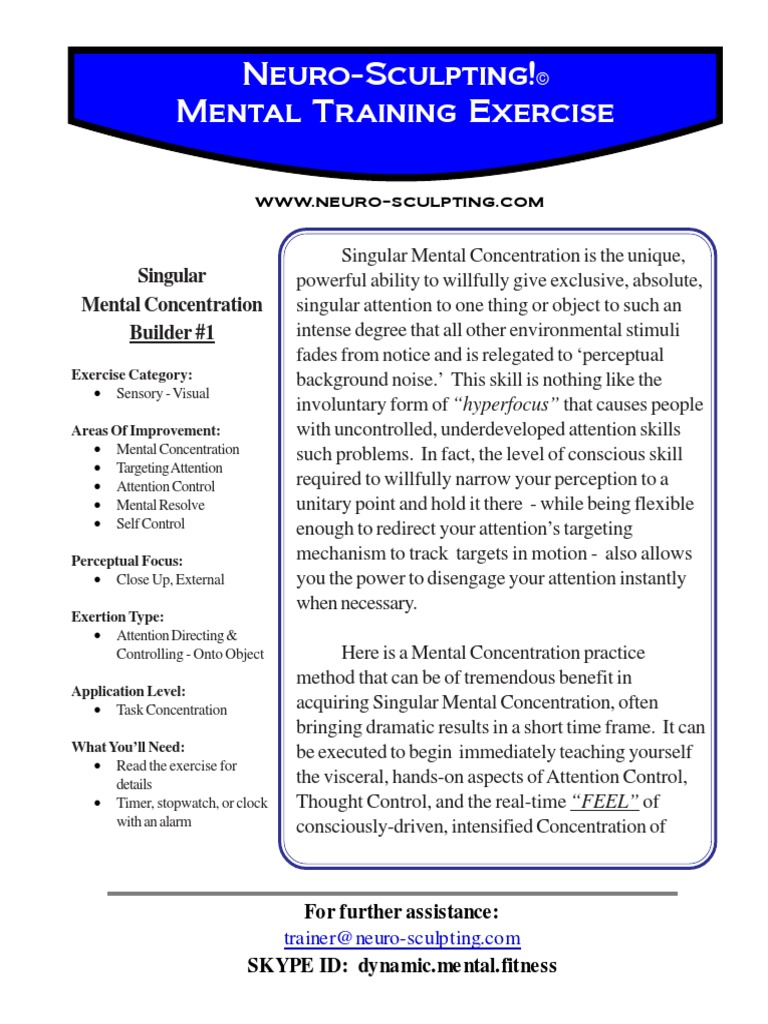 Sensory Singular Mental Concentration Builder 01 | PDF | Attention ...