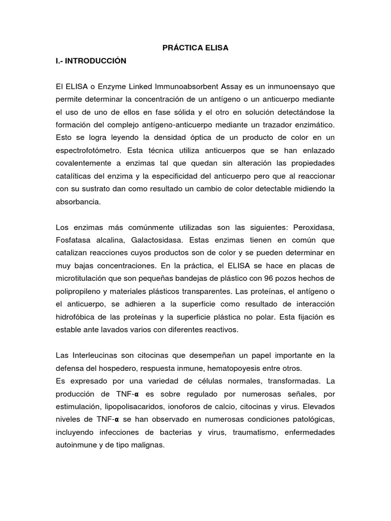 Práctica Elisa | PDF | Elisa | Inmunología