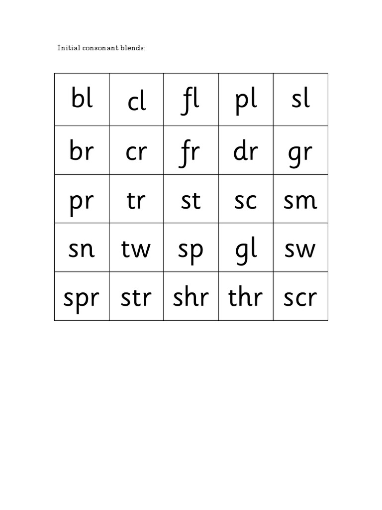 Initial Consonant Blends First Grade Beginning Consonant L Blend