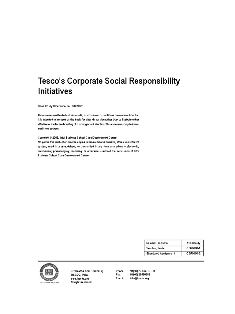 Tesco Case | PDF | Corporate Social Responsibility | Tesco