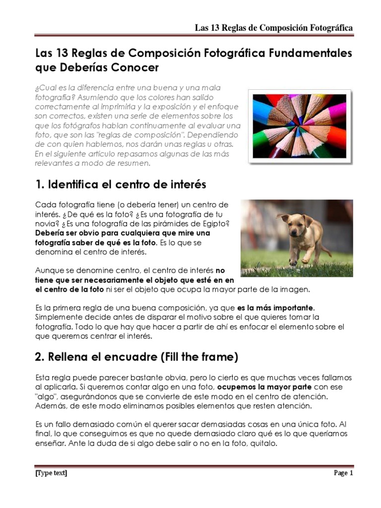 Las 13 Reglas de Composición Fotográfica Fundamentales | PDF ...