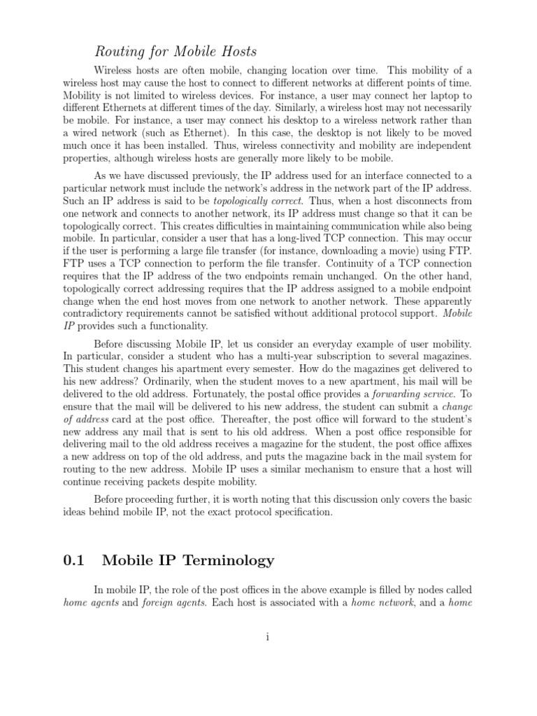 Routing For Mobile Hosts Pdf Computer Network Ip Address
