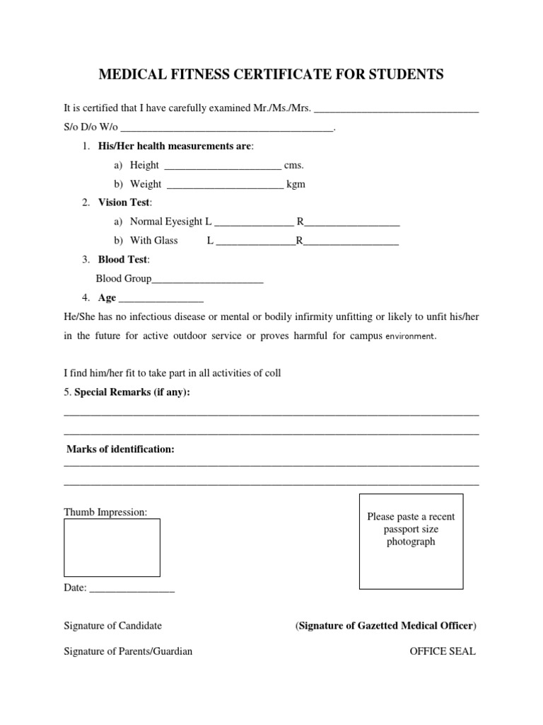 Medical Certificate Template