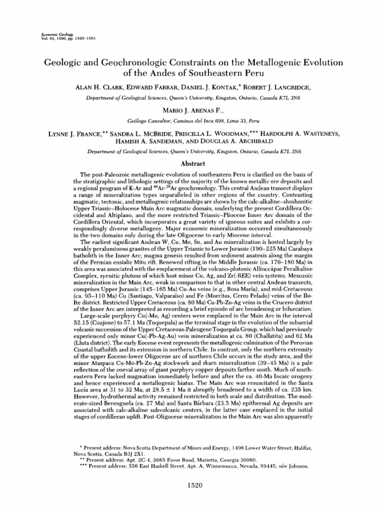 Metallogenic Evolution | PDF | Andes | Igneous Rock