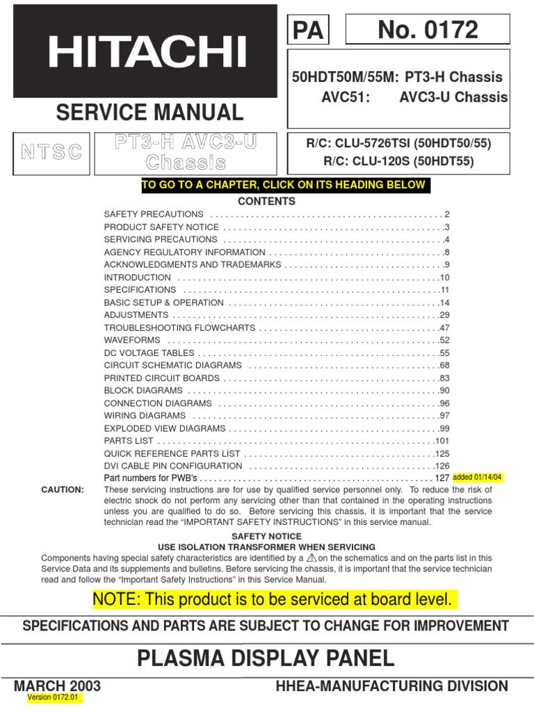 Hitachi 50HDT50 | PDF | Printed Circuit Board | Soldering