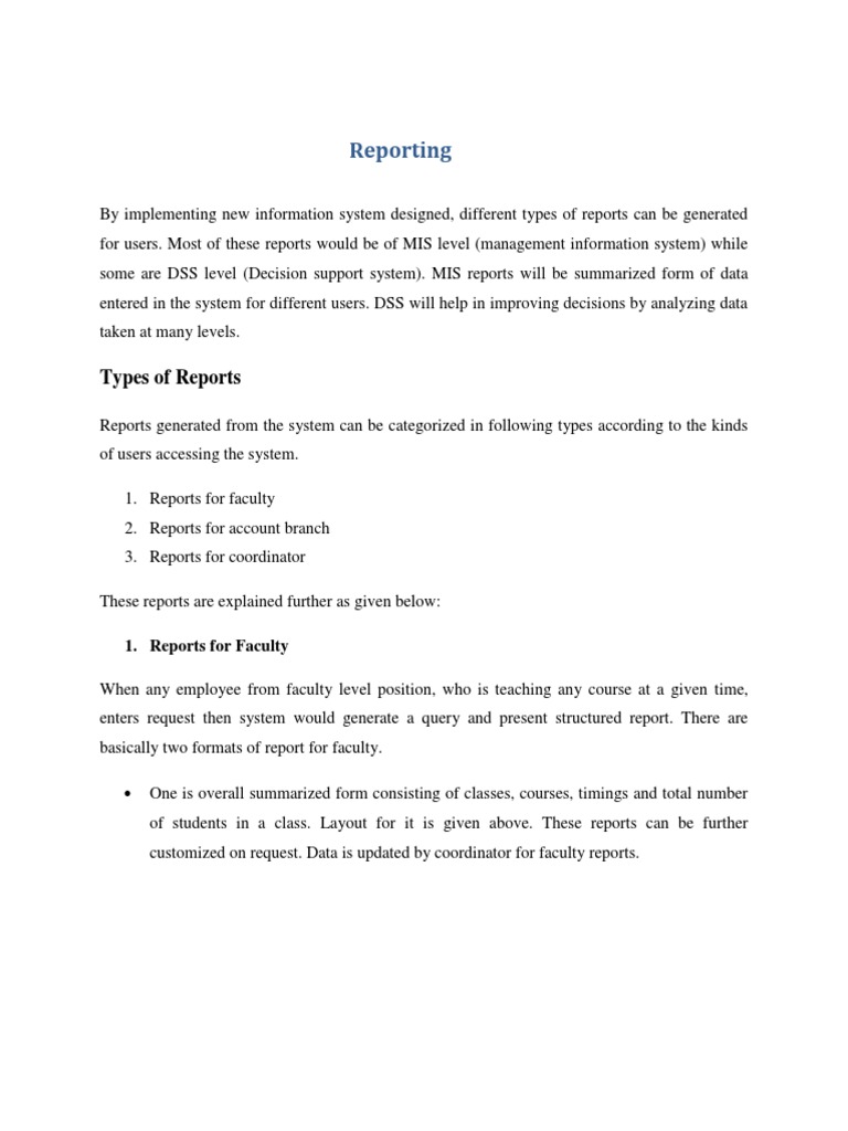 Reporting MIS | PDF | Management Information System | Decision Support ...