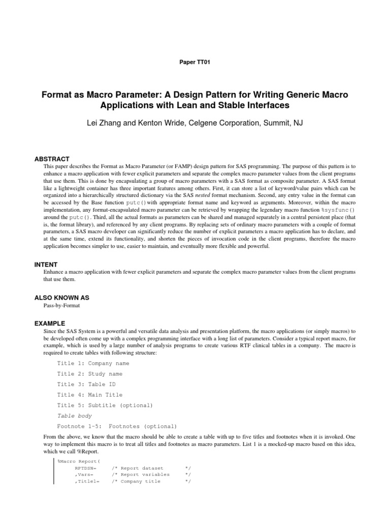 Format As Macro Parameter: A Design Pattern For Writing Generic Macro ...