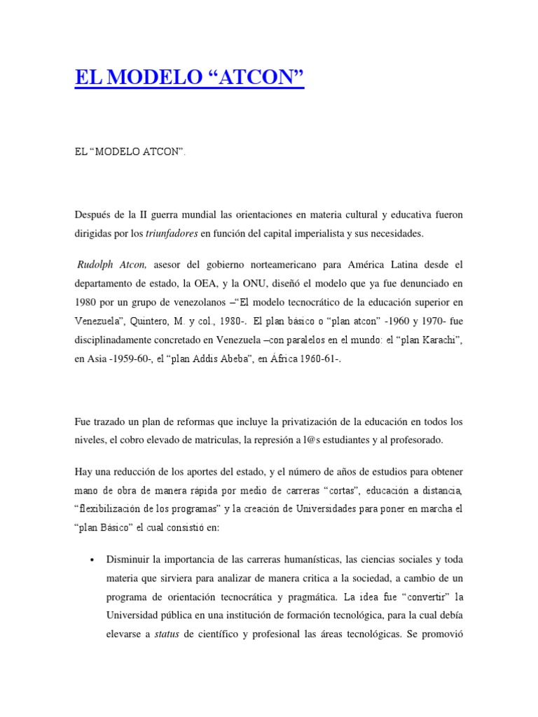 El Modelo Atcon | PDF | Universidad | Sociedad