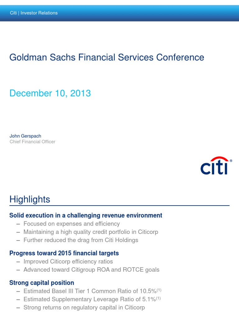 Citigroup Financial Performance Overview | PDF | Citigroup | Basel Iii