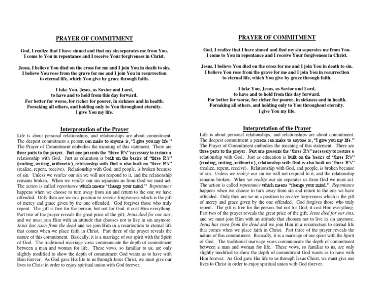 Prayer of Commitment | Repentance | Grace In Christianity | Free 30-day ...