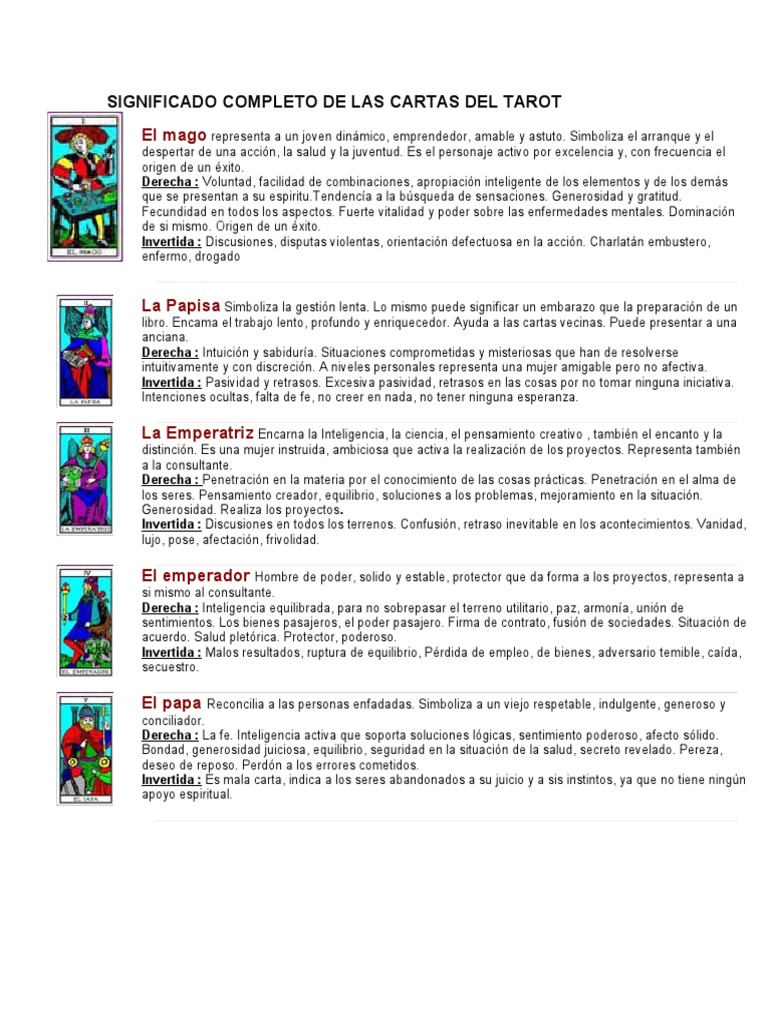 Significado Completo de Las Cartas Del Tarot | PDF | Locura | Amor