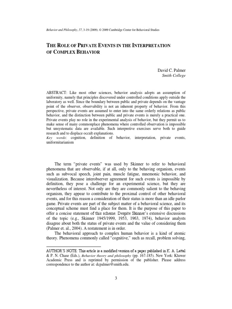 David Palmer - The Role of Private Events in The Interpretation of ...