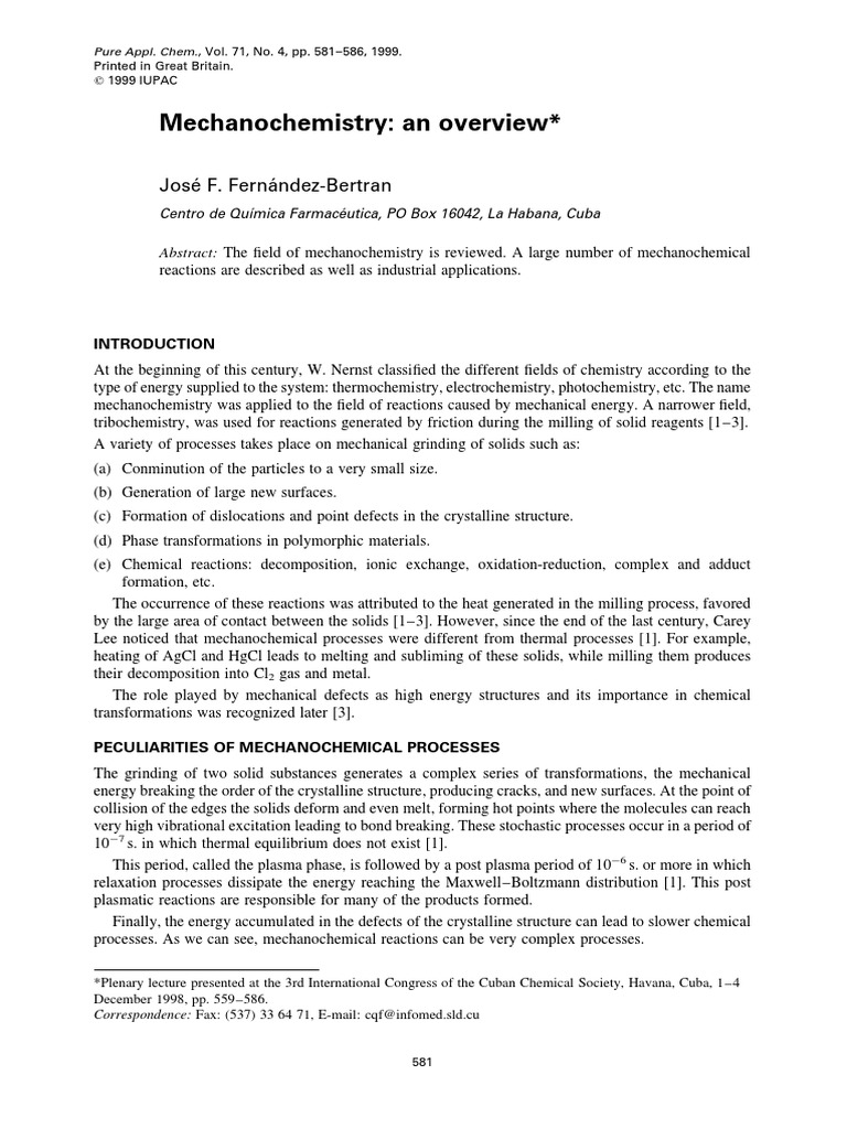 Mechanochemistry an Overview | Polymers | Chemical Reactions