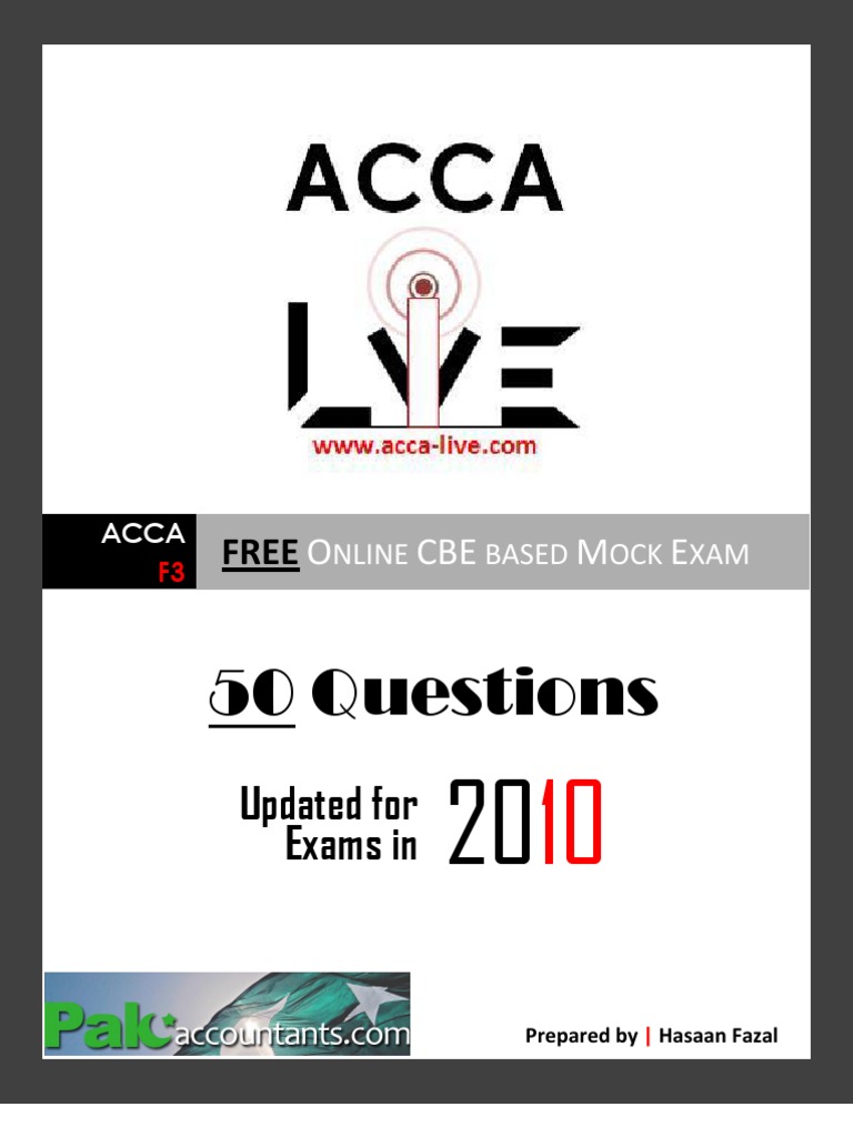 Free CBE ACCA F3 Financial Accounting Mock Exam | PDF | Debits And ...