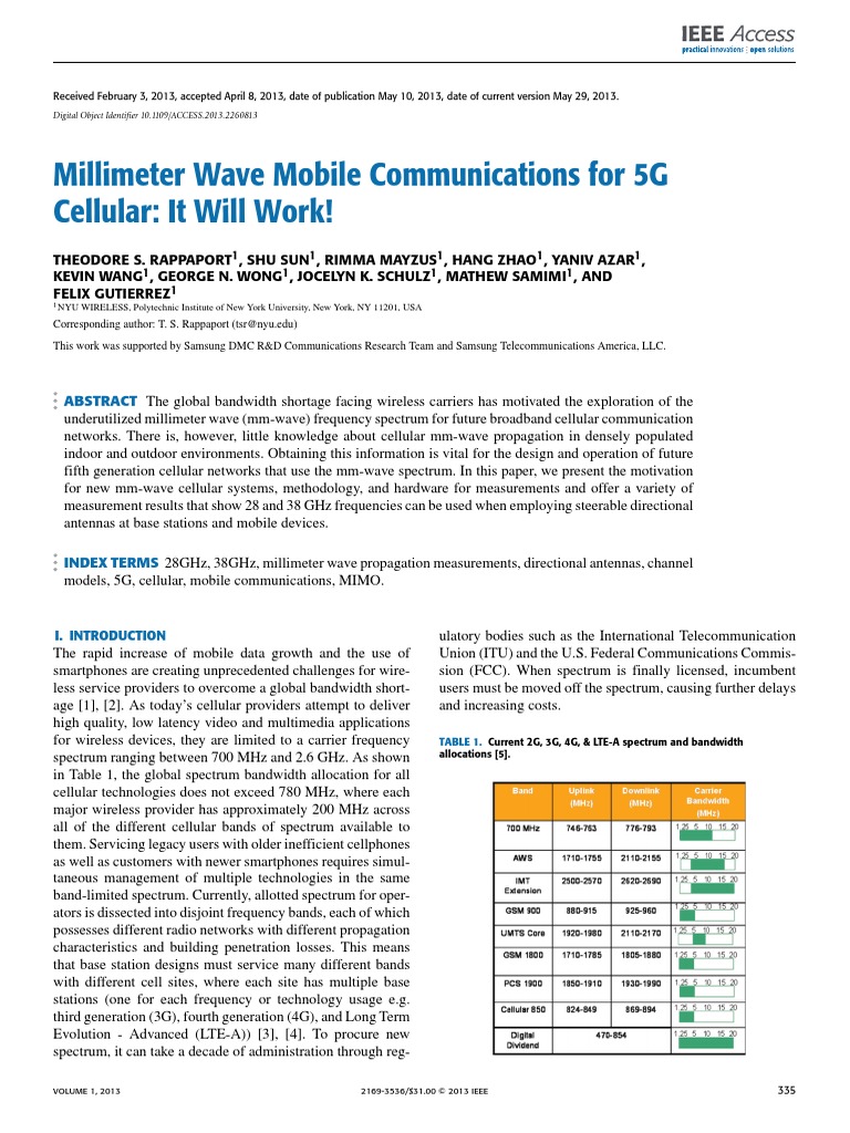 Millimeter Wave Mobile Communications For 5G Cellular | Download Free ...