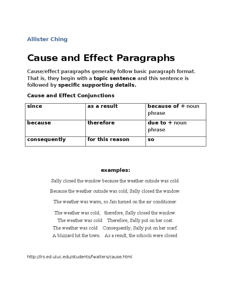 Cause and Effect Paragraph | PDF