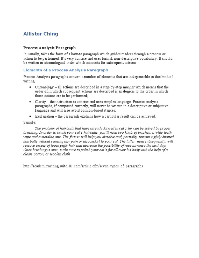 Process Analysis Paragraph
