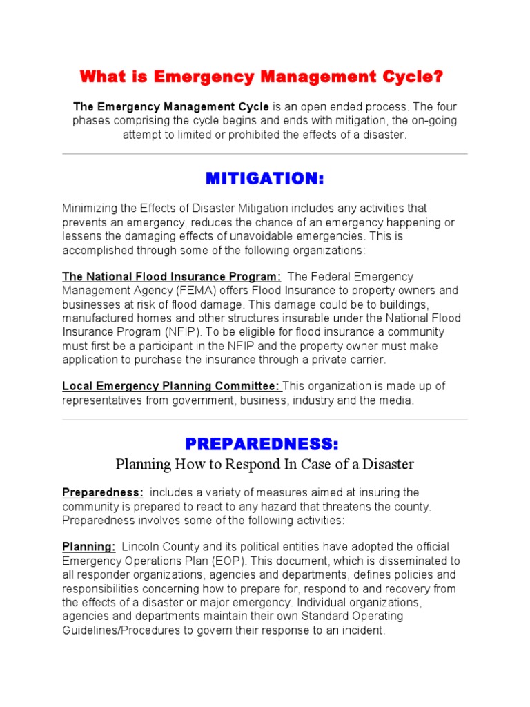 Understanding the Emergency Management Cycle | PDF | Emergency ...