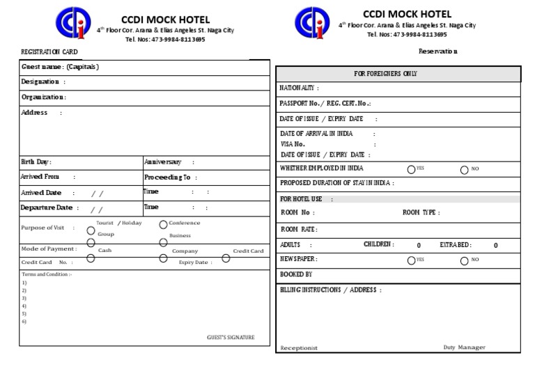 Registration Card Sample 1 | PDF