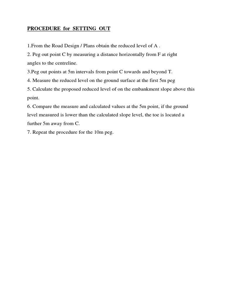 Procedure For Setting Out | PDF