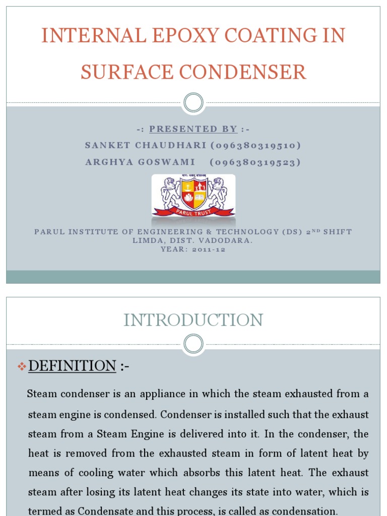 Internal Epoxy Coating in Surface Condenser | PDF | Heat Exchanger | Steam