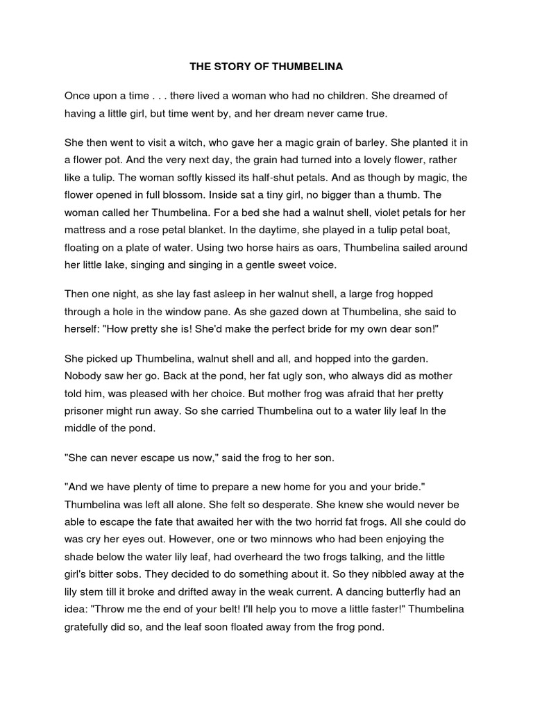 The Story of Thumbelina | PDF | Plants | Nature