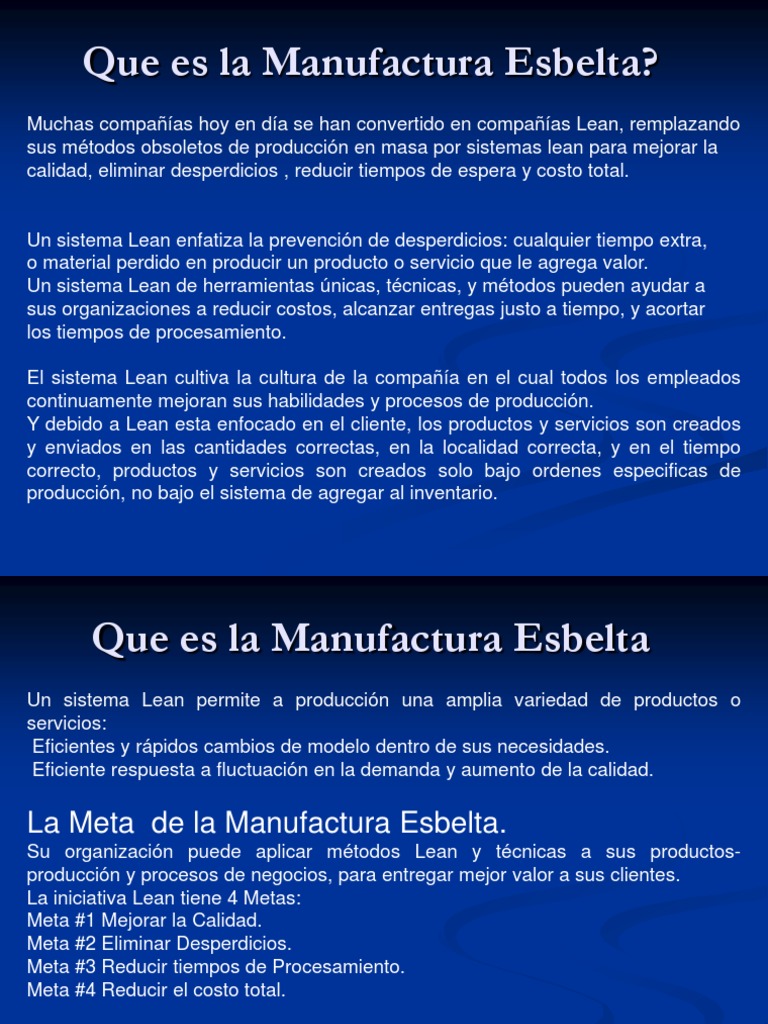 #1 Que Es La Manufactura Esbelta | Descargar gratis PDF | Lean Manufacturing | Beneficio (economía)