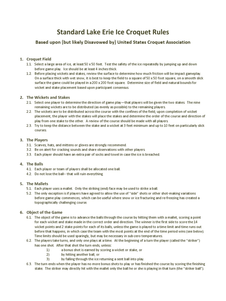 Winter Croquet Rules | PDF
