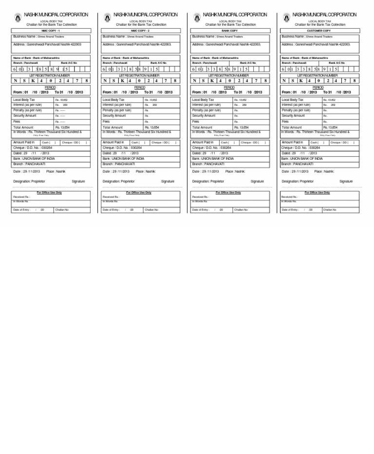 10 LBT Challan | PDF | Banking | Financial Services