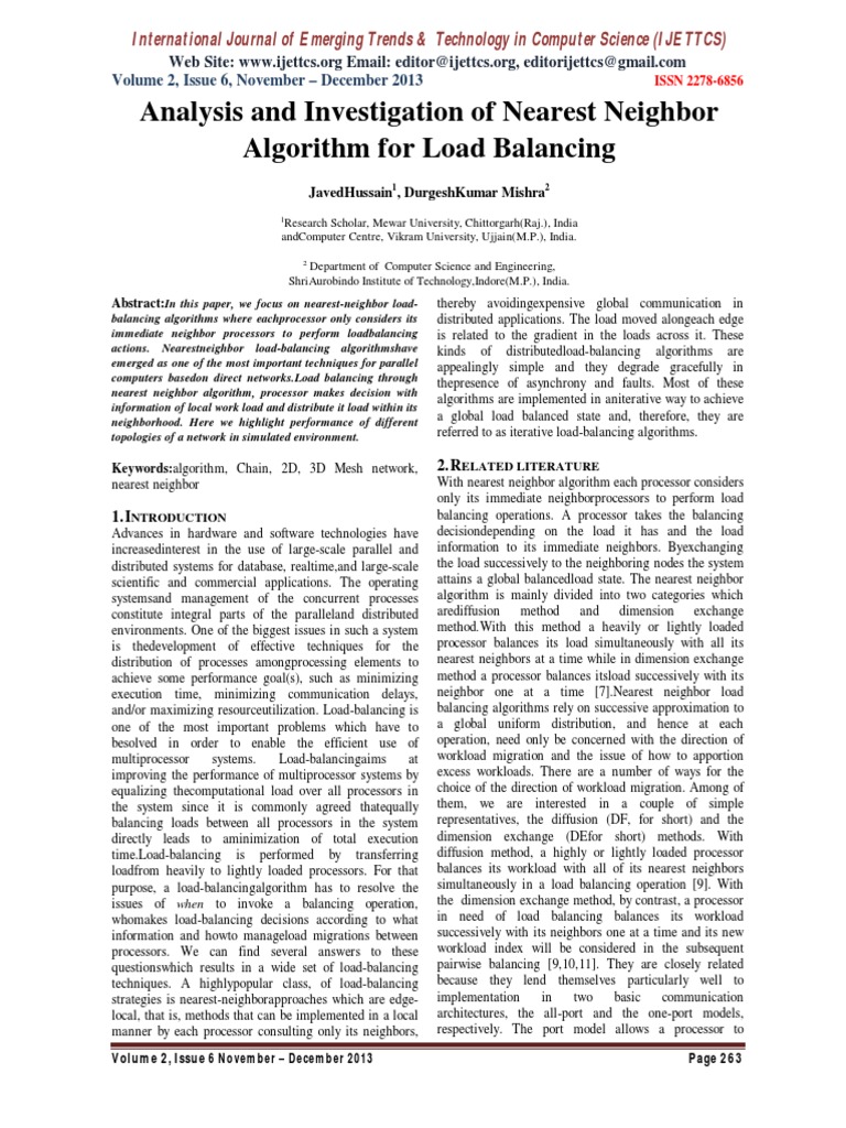 Analysis and Investigation of Nearest Neighbor Algorithm For Load Balancing | PDF | Load ...