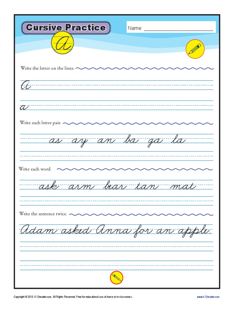 Cursive Practice A Z | PDF | Intellectual Works | Civil Rights And ...