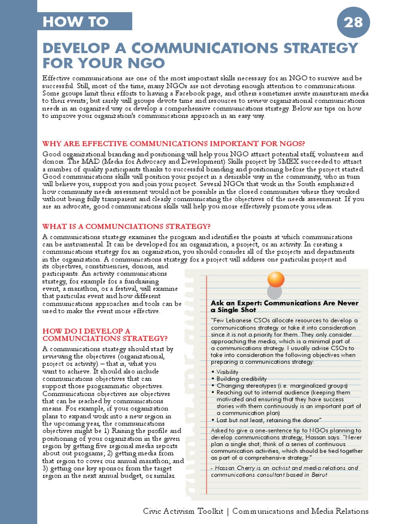 Develop A Communications Strategy For Your NGO | PDF | Needs Assessment ...