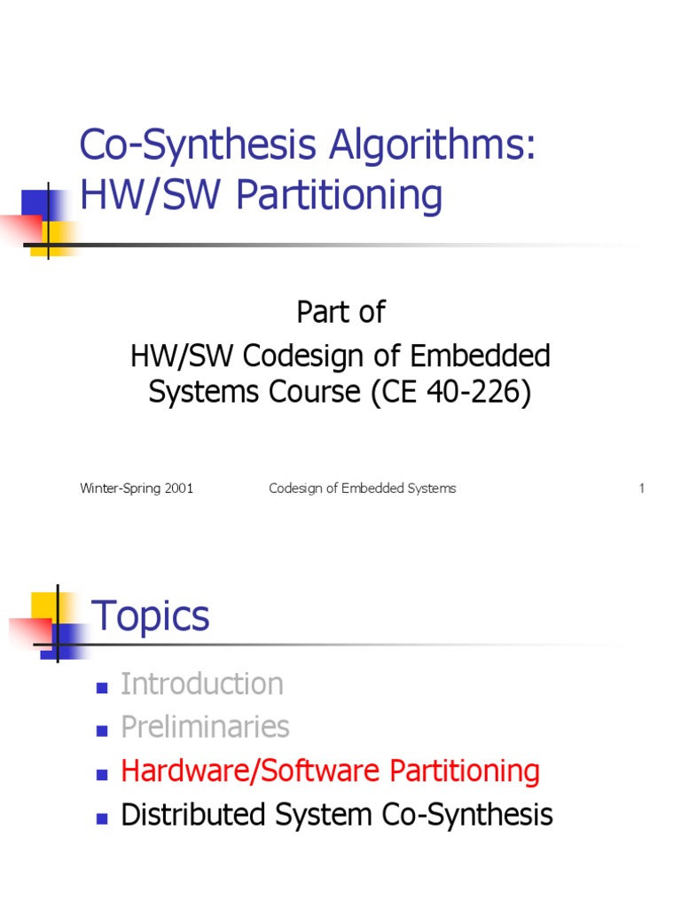CoSynthesis Algorithms Partitioning | Download Free PDF | Embedded System | Scheduling (Computing)