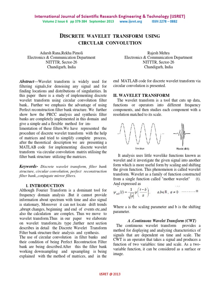 Discrete Wavelet Transform Using Circular Convolution | PDF | Wavelet ...