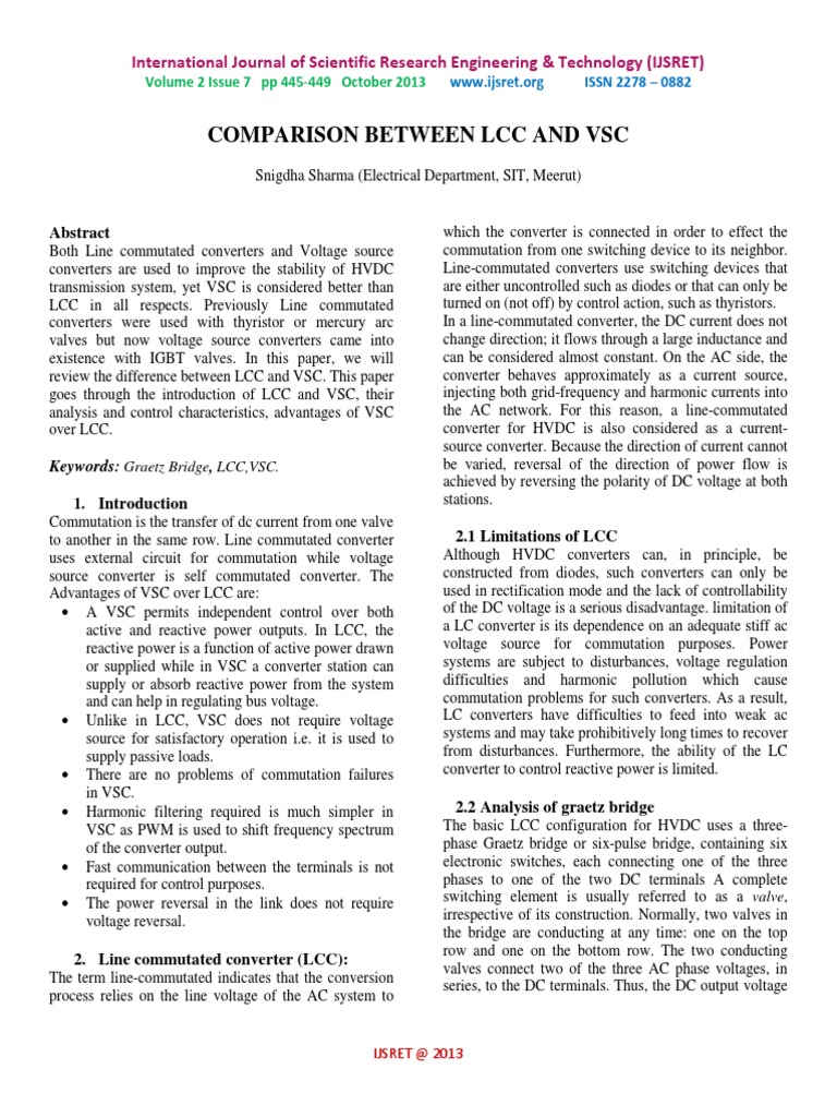 Comparison Between LCC and VSC | PDF | High Voltage Direct Current ...