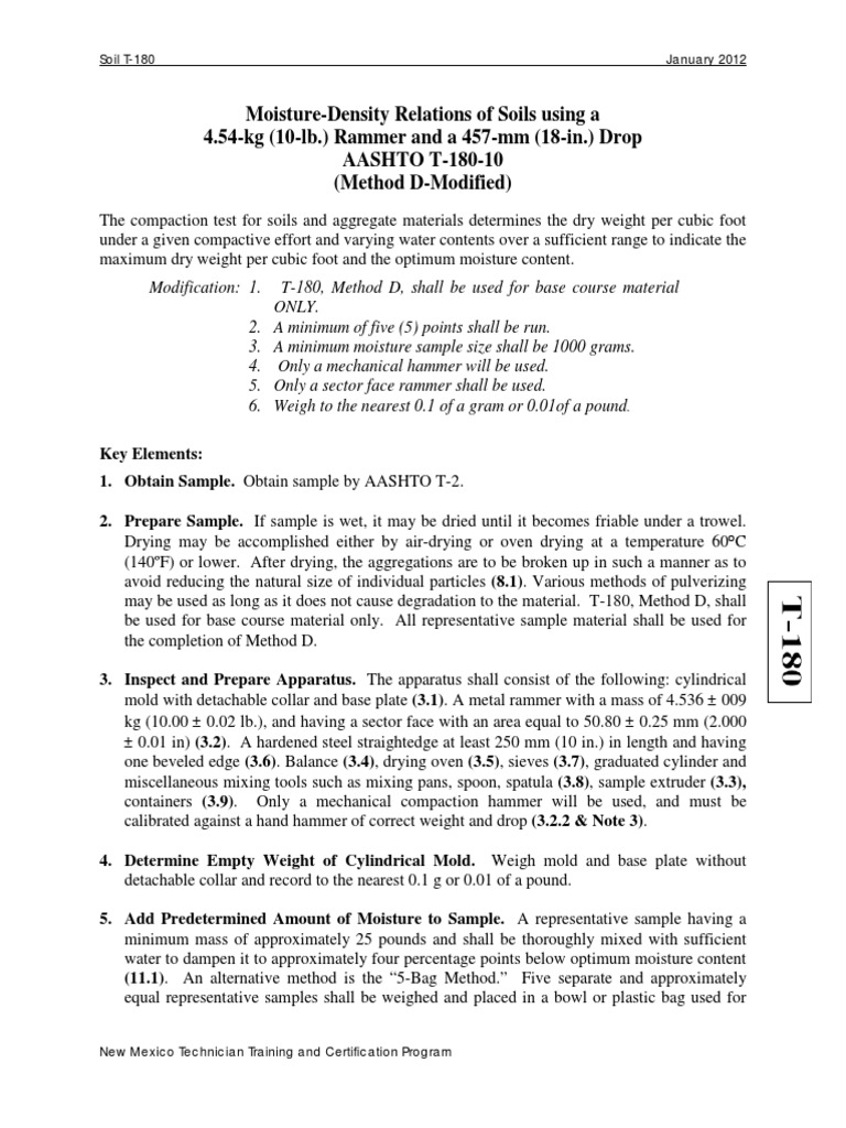 Moisture-Density Relations of Soils Using A 4.54-kg (10-lb.) Rammer and ...