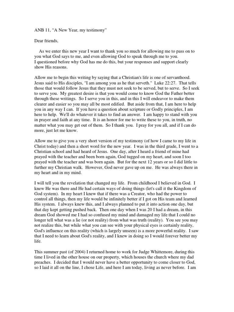 New Year, New Life in Christ Testimony | PDF | Jesus | Prayer