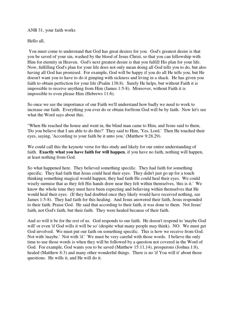 ANB31 Your Faith Works | PDF | Faith | Jesus