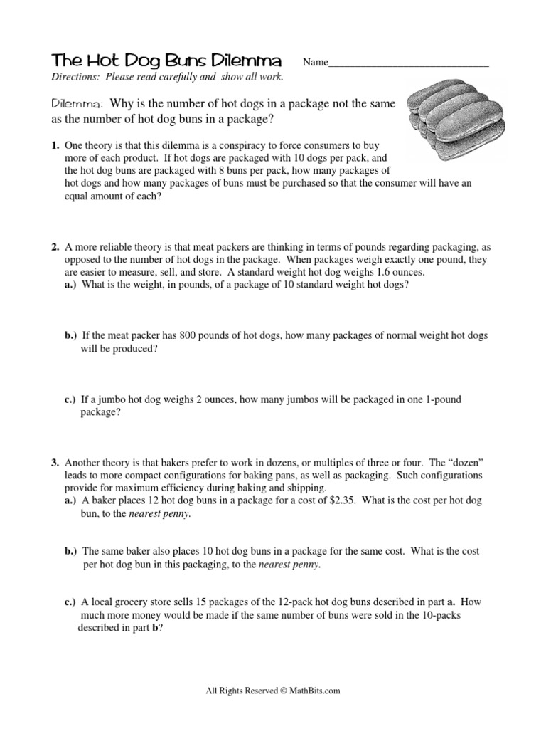 The Hotdog Bunsfgjftguj Dilemma | PDF | Hot Dog | Weight